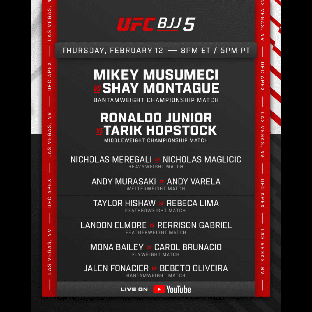 UFC BJJ 5 terá card estrelado, duas disputas de cinturão e retorno de ...